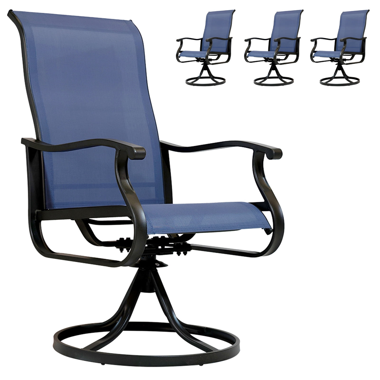 Outdoor Swivel Rocker Dining Chairs Set of 4 - High Back All-Weather ...