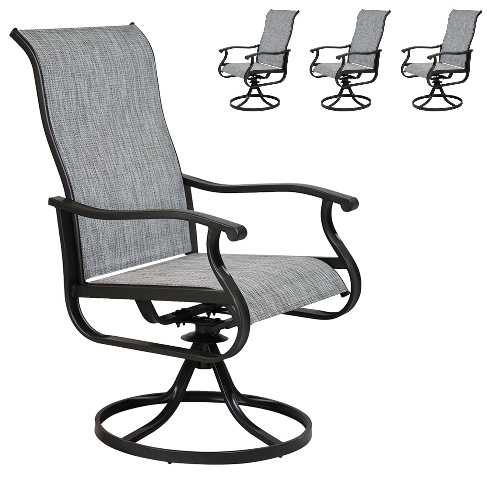Outdoor Swivel Rocker Dining Chairs Set of 4 - High Back All-Weather ...