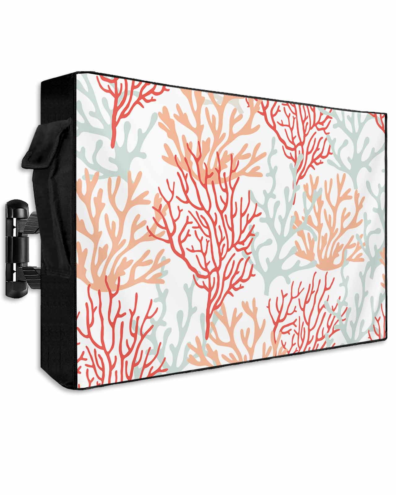 Outdoor TV Cover 30 to 32 Inch Weatherproof, Red Orange Coral Pattern ...