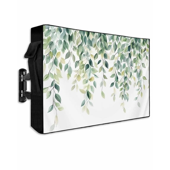 Outdoor TV Cover 30 to 32 Inch Weatherproof, Sage Green Leaves Print ...