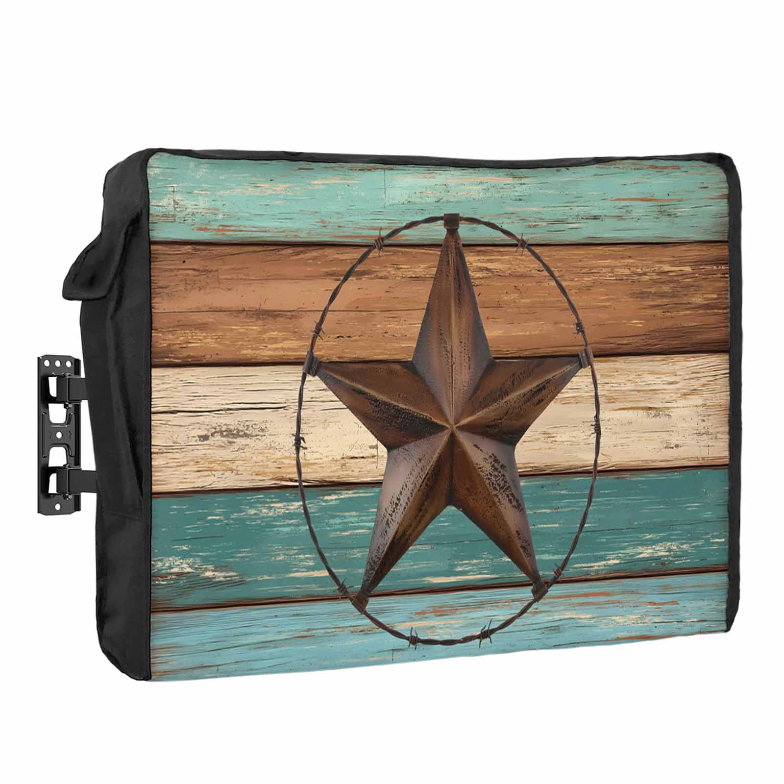 Outdoor TV Cover 30 to 32 Inches, Country Star Retro Tear Wooden Board ...
