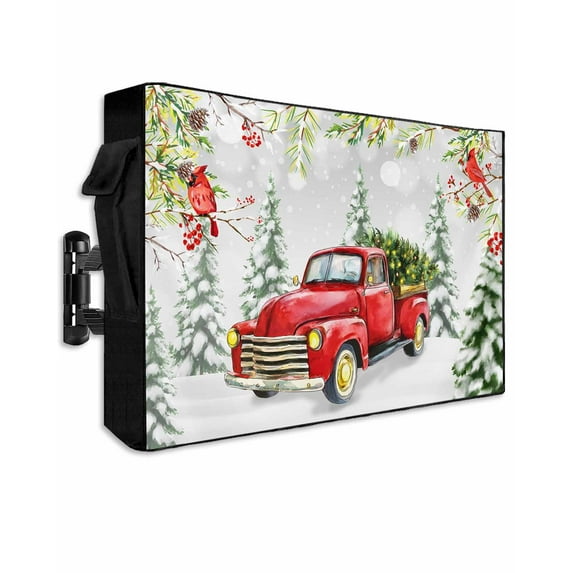 Outdoor TV Cover 40 to 43 Inch Weatherproof, Red Farm Truck Christmas ...