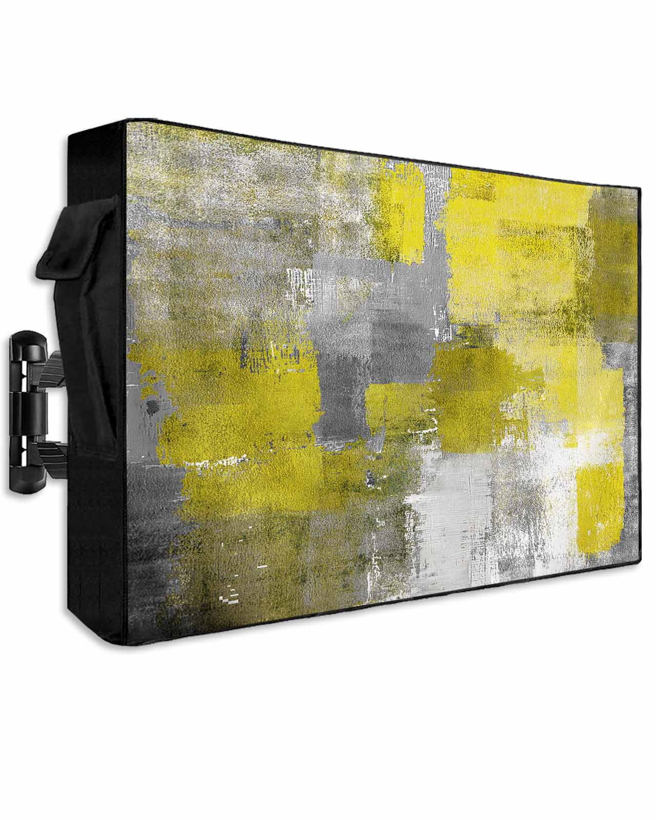 Outdoor TV Cover 48 to 50 Inch Weatherproof, Yellow Gray Graffiti Block ...