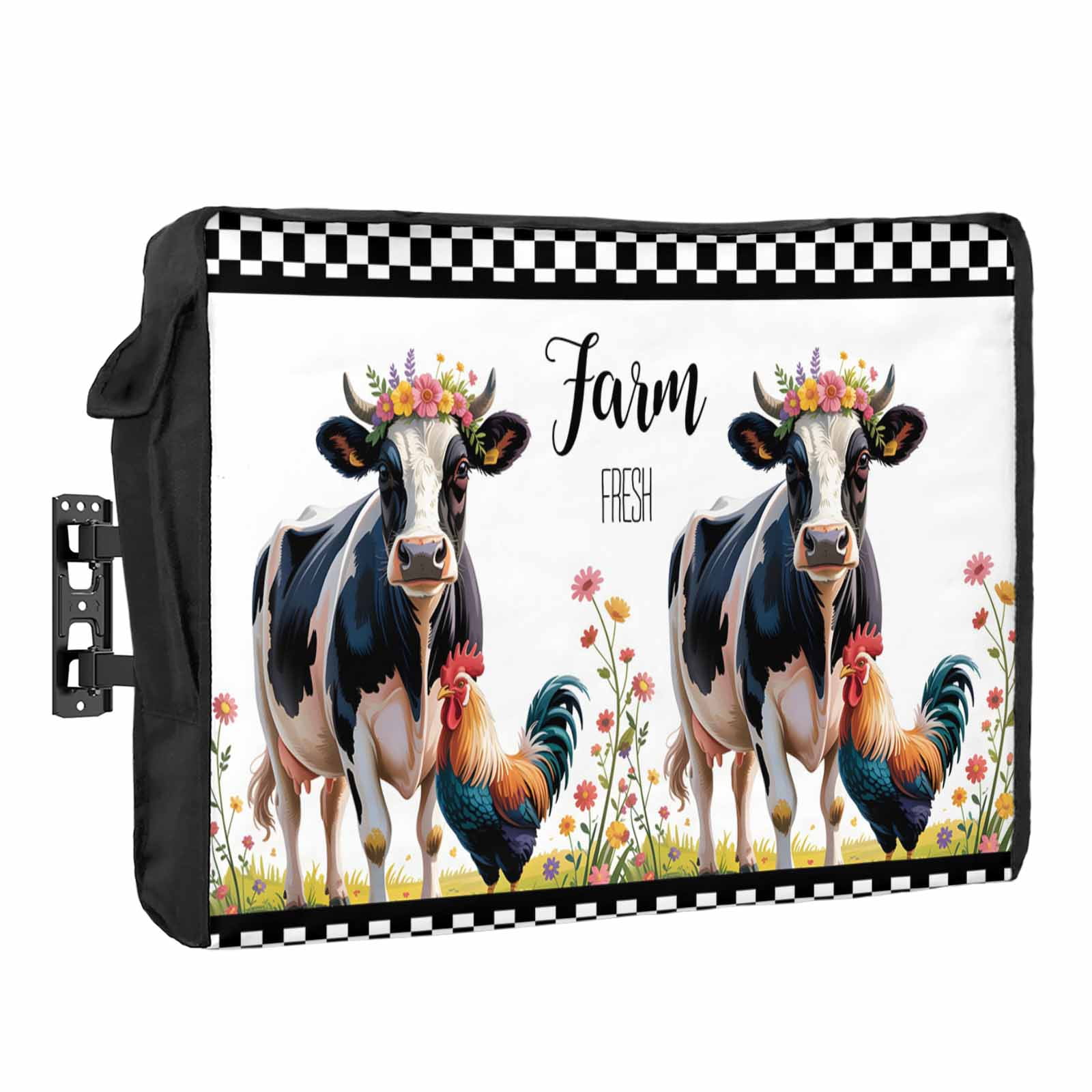 Outdoor TV Cover 52 to 55 Inches, Abstract Farm Rooster Cow Sunflower ...