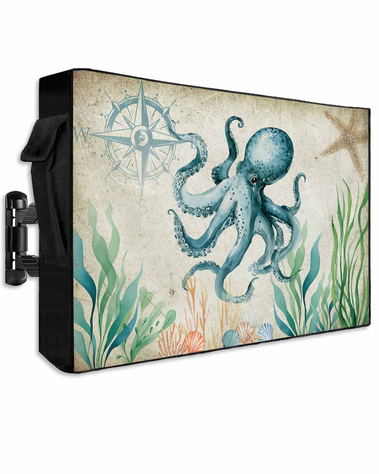 Outdoor TV Cover 60 to 65 Inch Weatherproof, Beach Coastal Theme ...