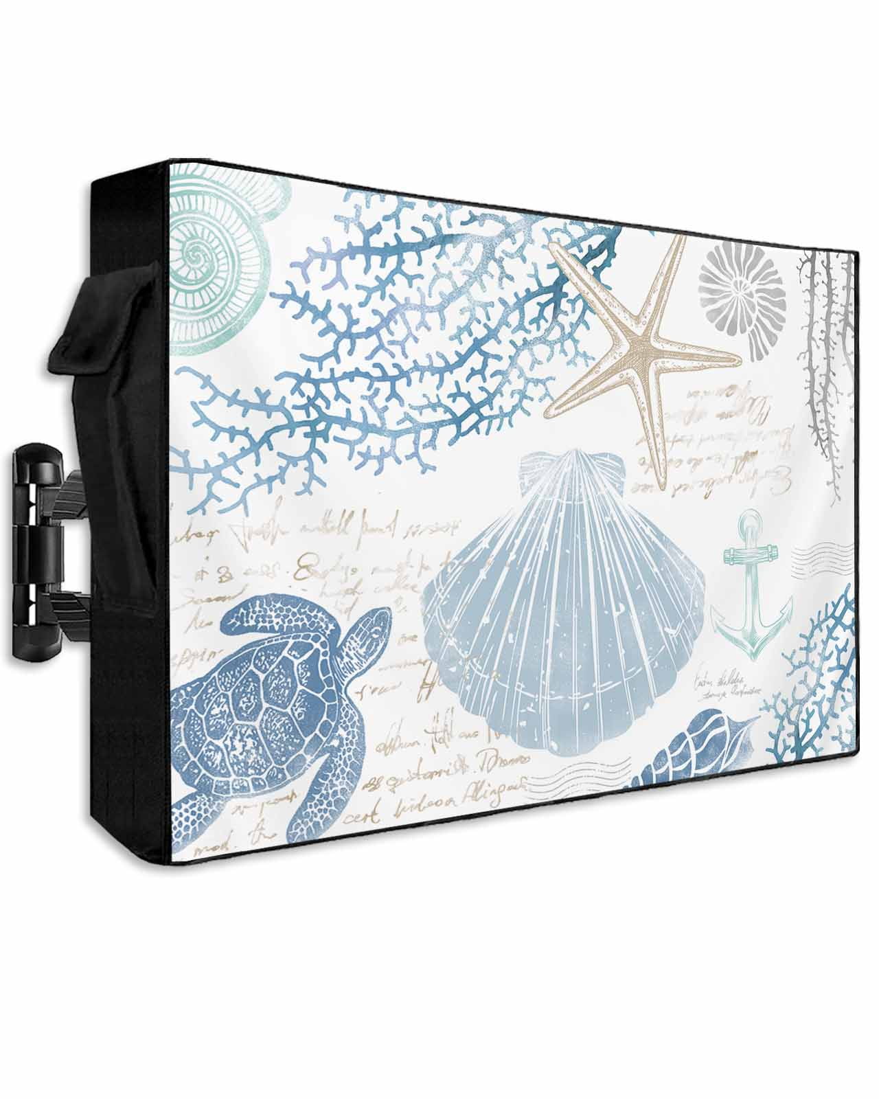 Outdoor TV Cover 60 to 65 Inch Weatherproof, Blue Coastal Ocean Beach ...