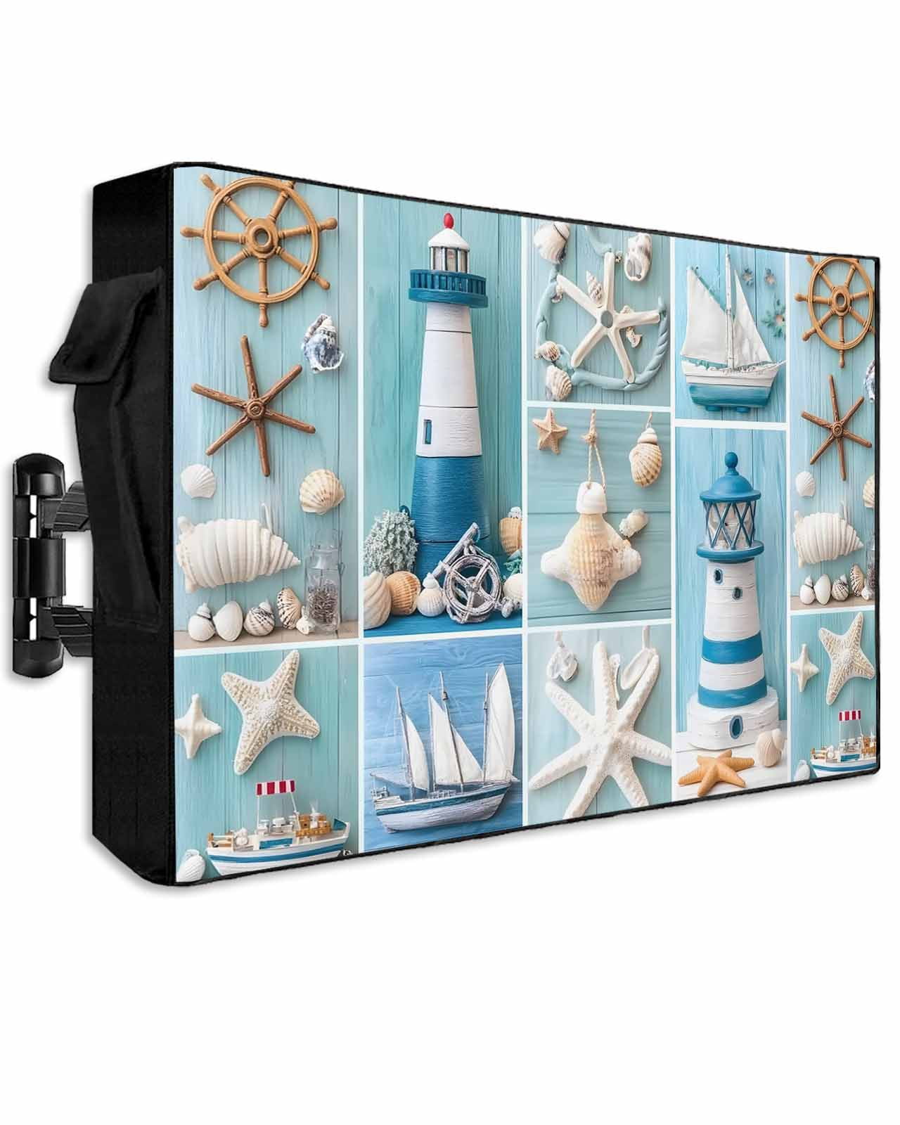 Outdoor TV Cover 60 to 65 Inch Weatherproof, Coastal Nautical ...