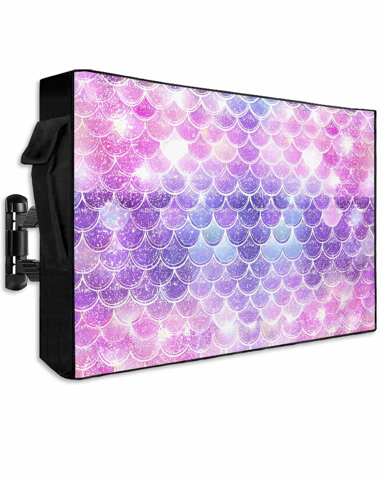 Outdoor TV Cover 60 to 65 Inch Weatherproof, Purple Pink Mermaid Scales ...
