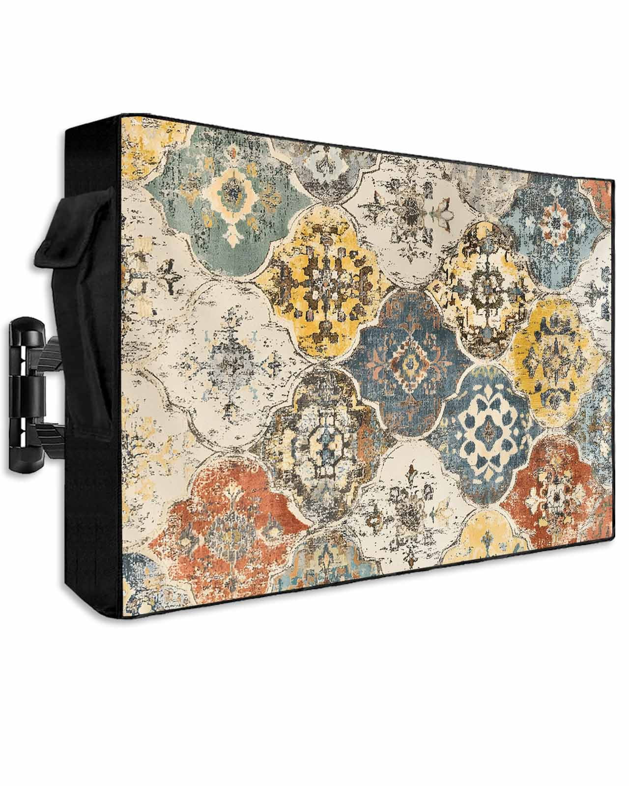 Outdoor TV Cover 60 to 65 Inch Weatherproof, Vintage Boho Morocco ...