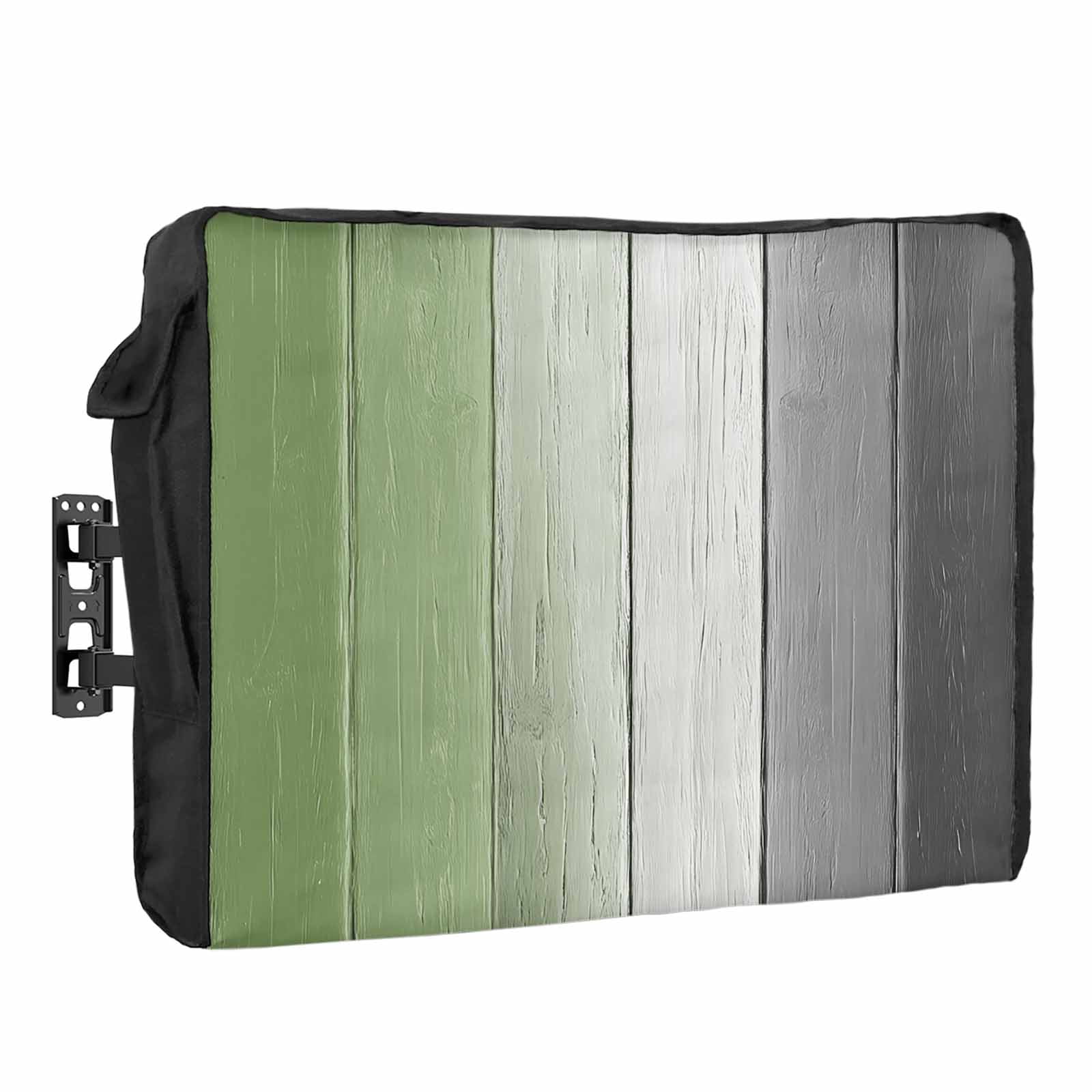 Outdoor TV Cover 60 to 65 Inches, Sage Green Grey Gradient Wood Grain ...