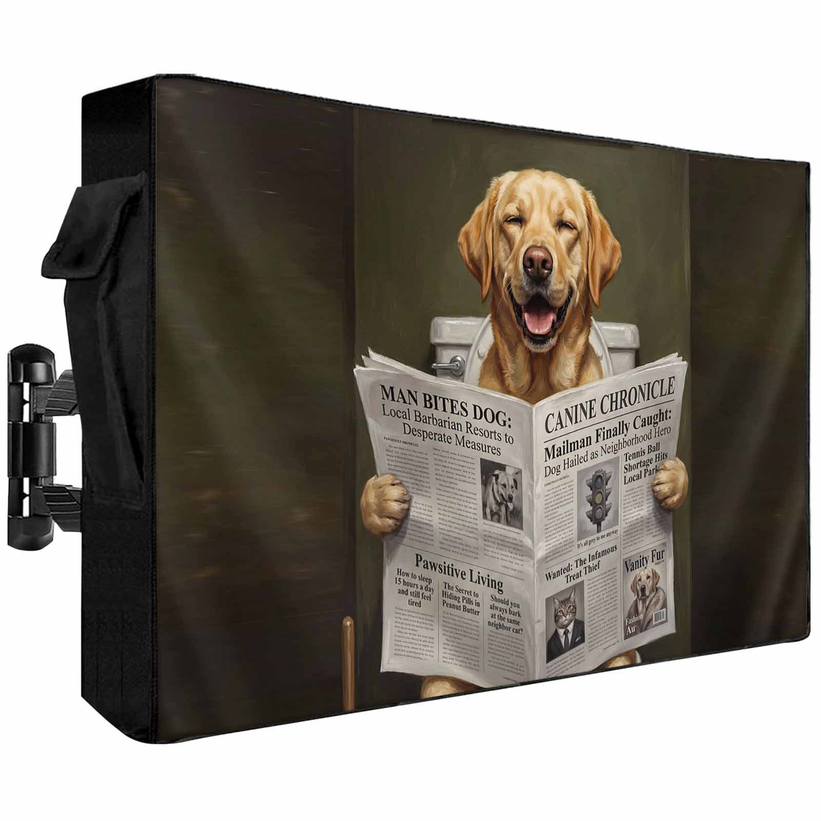 Outdoor TV Cover 68x42x4.5in, Labrador Toilet Reading Newspaper ...