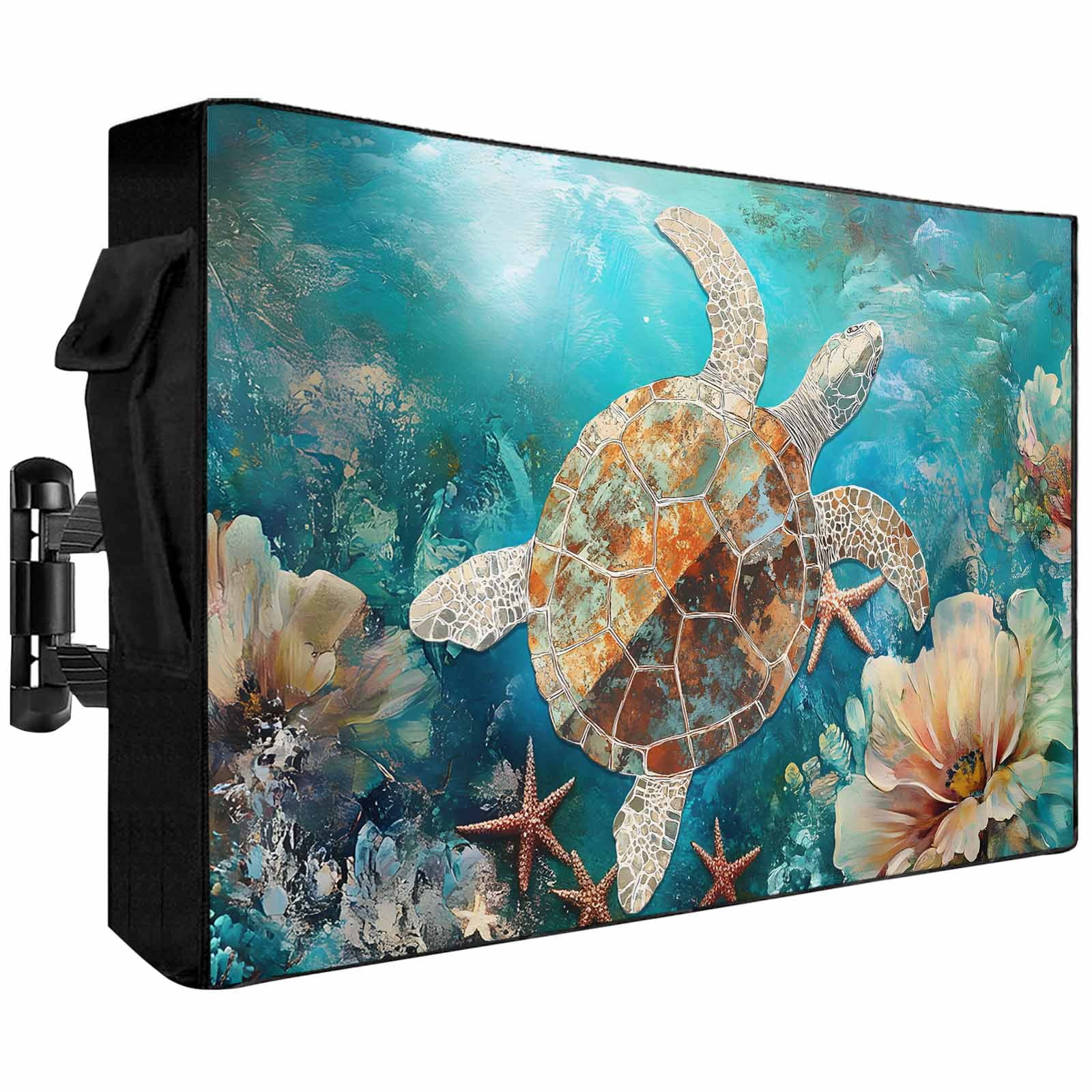 Outdoor TV Cover 68x42x4.5in, Ocean Submarine Coral Turtle Starfish ...