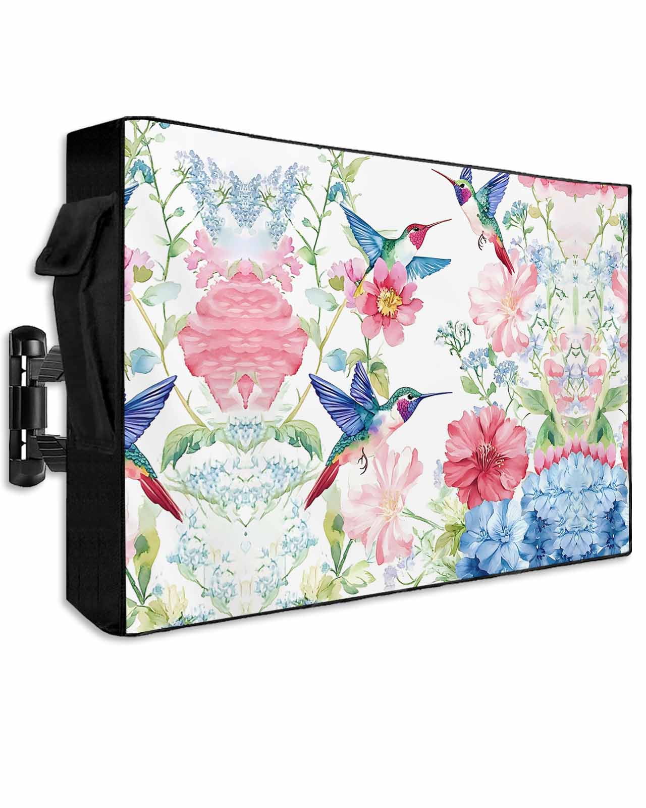 Outdoor TV Cover 70 to 75 Inch Weatherproof, Hummingbird Flowers ...