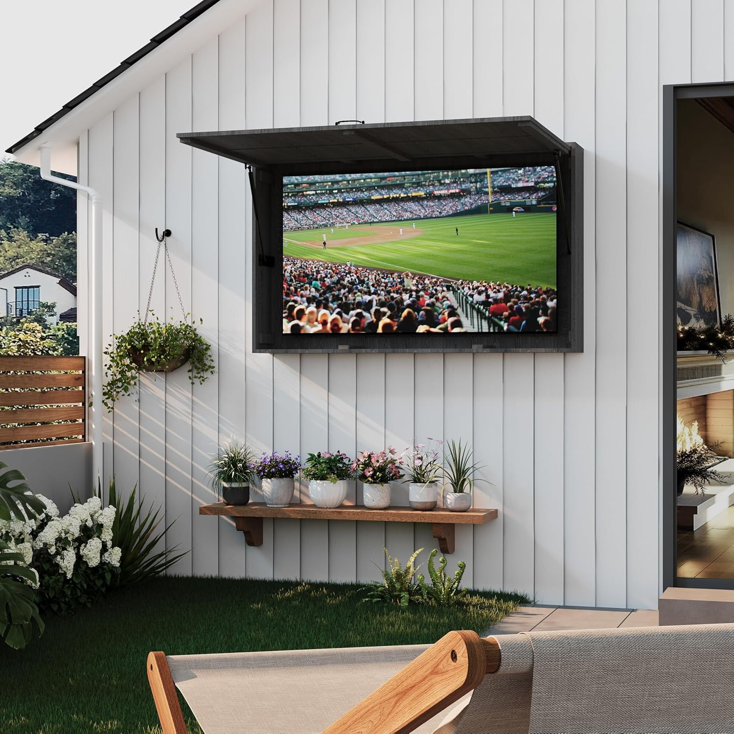 Outdoor TV Enclosure,48-Inch Wood Weatherproof TV Cover with Extra ...