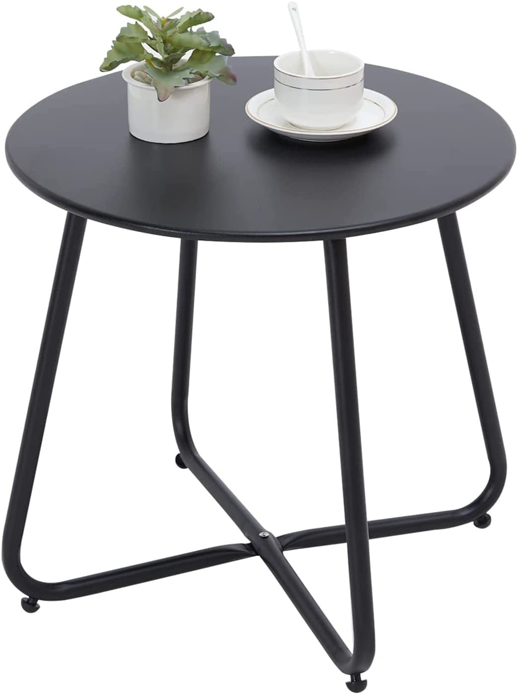 Outdoor Table Small Patio Side Table, Round Metal Side Table ...