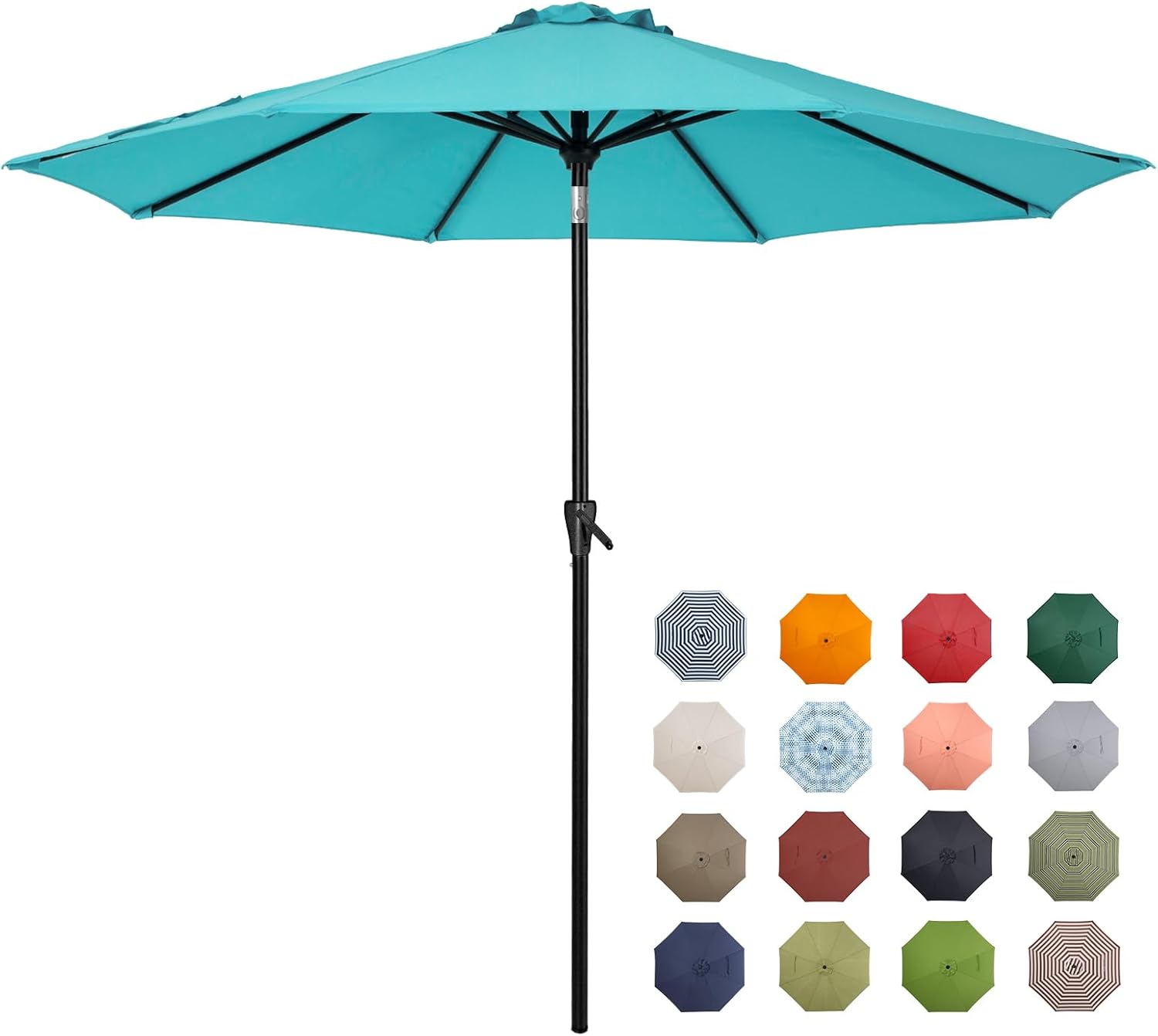Outdoor Table Umbrella with Push Button Tilt and Crank,Large Sun Umbrella with Sturdy Pole&Fade ...