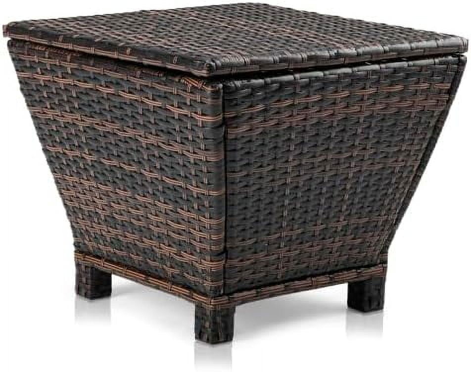 Outdoor Table with Storage, 13 Gallon Wicker Small Outdoor Storage Box ...