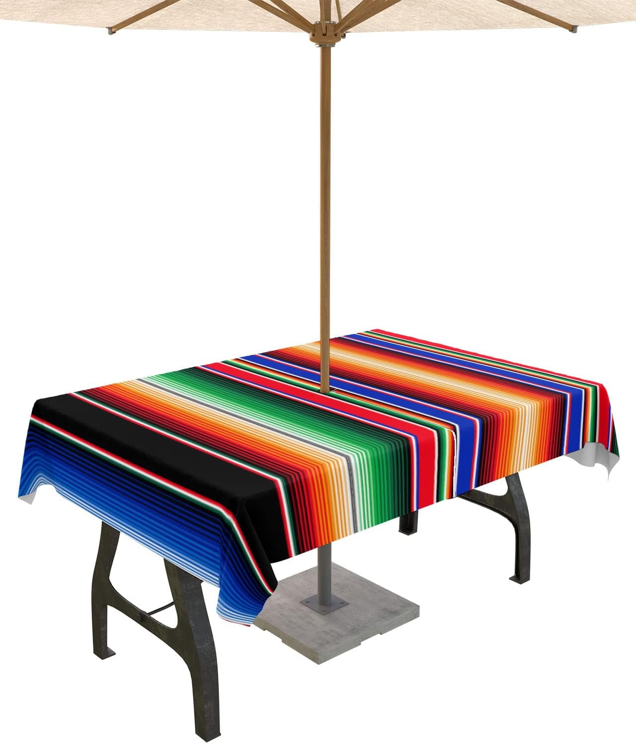Outdoor Tablecloth Mexican Serape Stripes Rectangle Patio Tablecloths ...