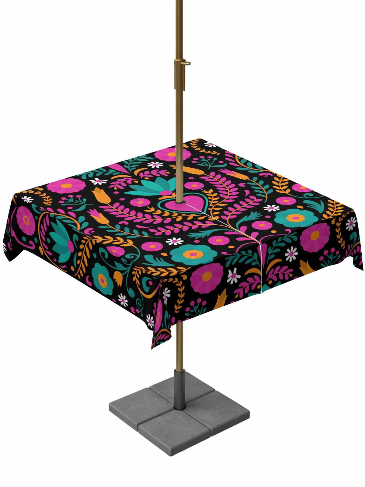 Outdoor Tablecloth with Umbrella Hole, Colorful Mexico Spillproof ...