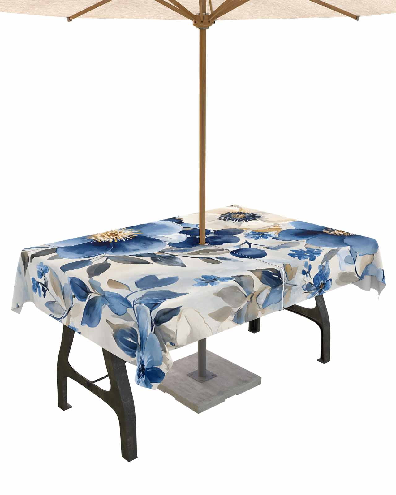 Outdoor Tablecloth with Umbrella Hole for Patio/Picnic/Party/Camping ...