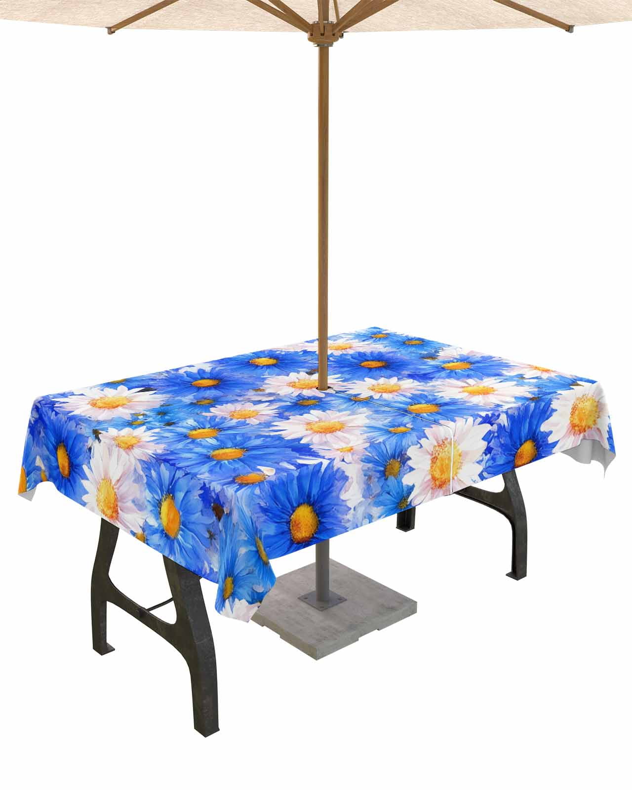 Outdoor Tablecloth with Umbrella Hole for Patio/Picnic/Party/Camping ...