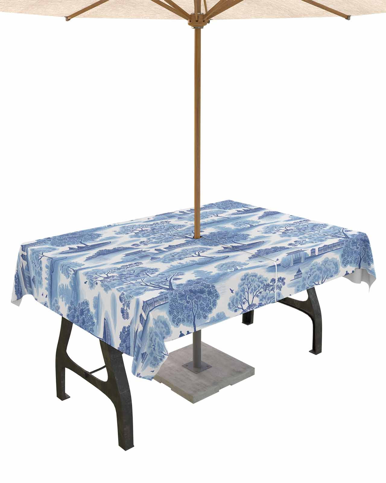 Outdoor Tablecloth with Umbrella Hole for Patio/Picnic/Party/Camping ...