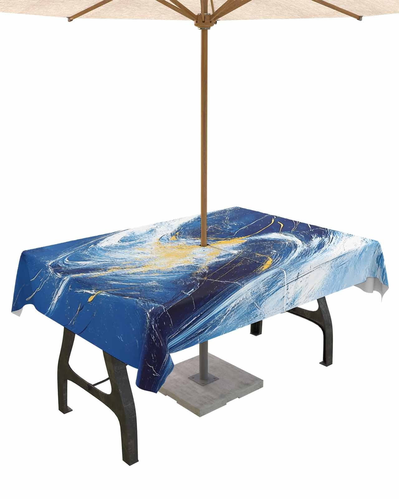 Outdoor Tablecloth with Umbrella Hole for Patio/Picnic/Party/Camping ...