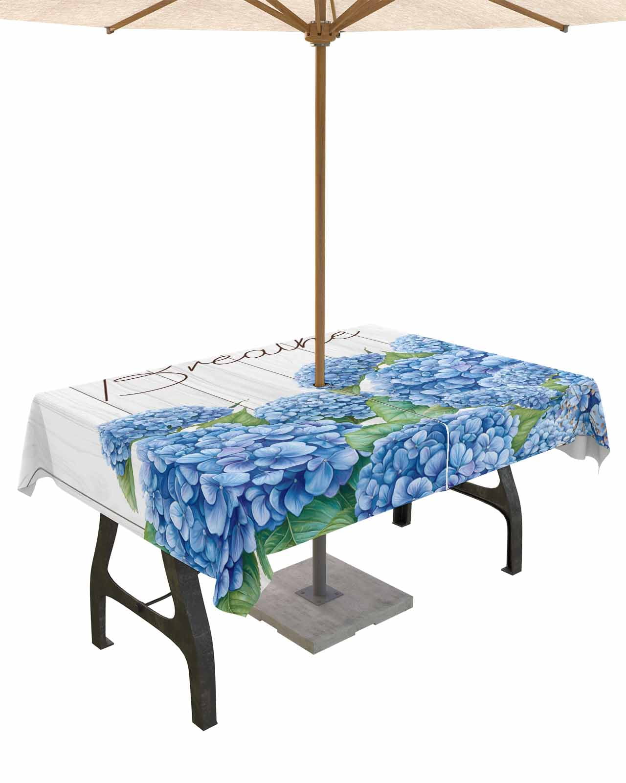 Outdoor Tablecloth with Umbrella Hole for Patio/Picnic/Party/Camping ...
