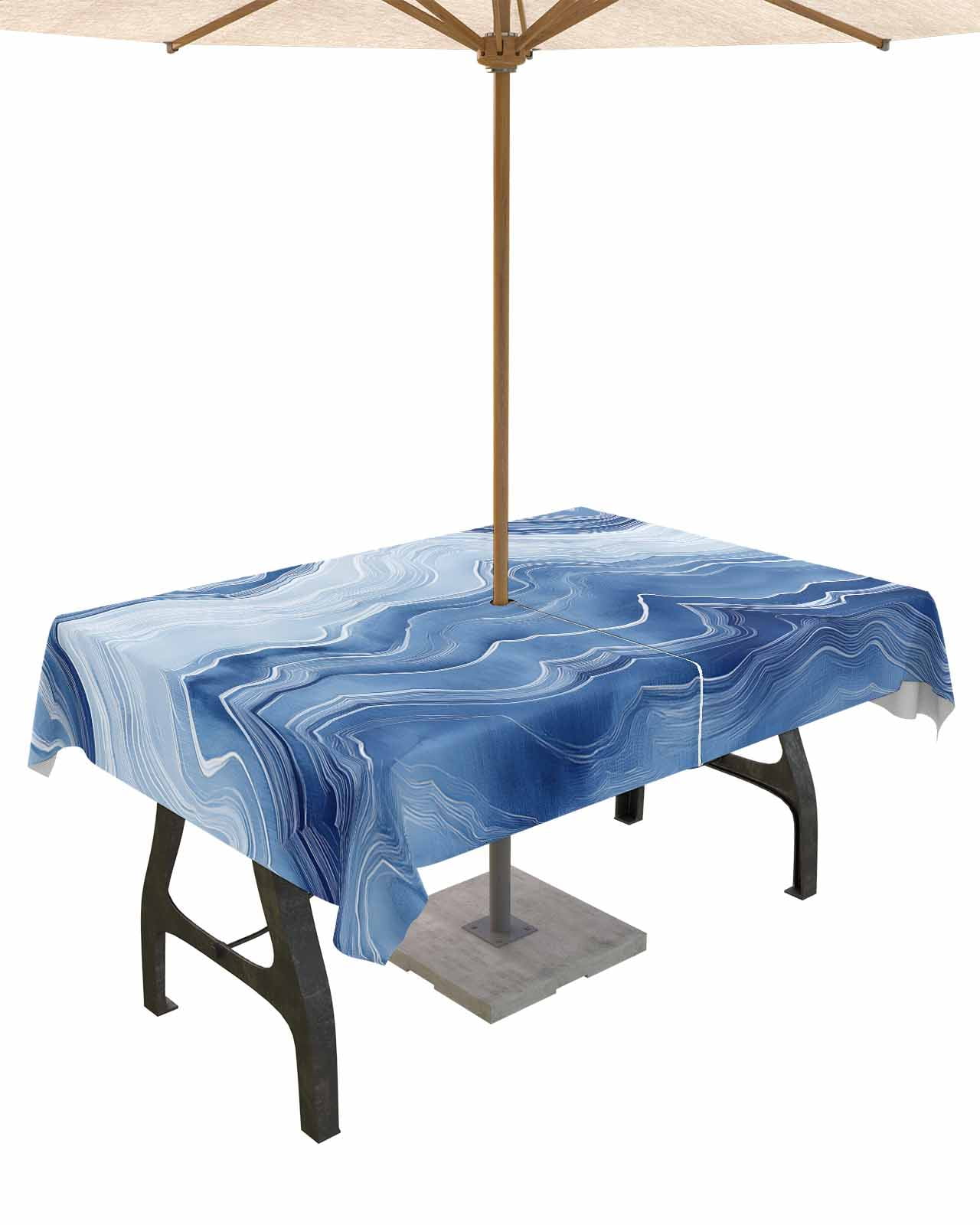 Outdoor Tablecloth with Umbrella Hole for Patio/Picnic/Party/Camping ...