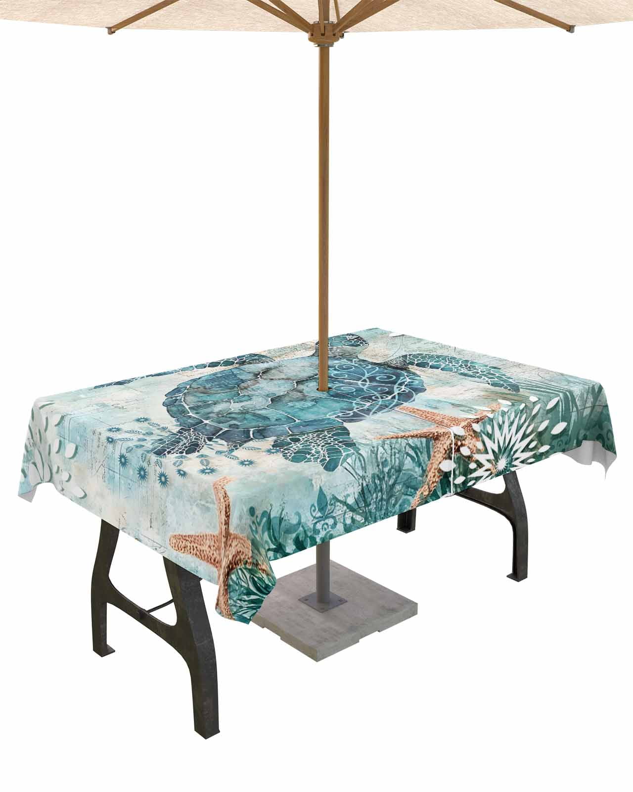 Outdoor Tablecloth with Umbrella Hole for Patio/Picnic/Party/Camping ...