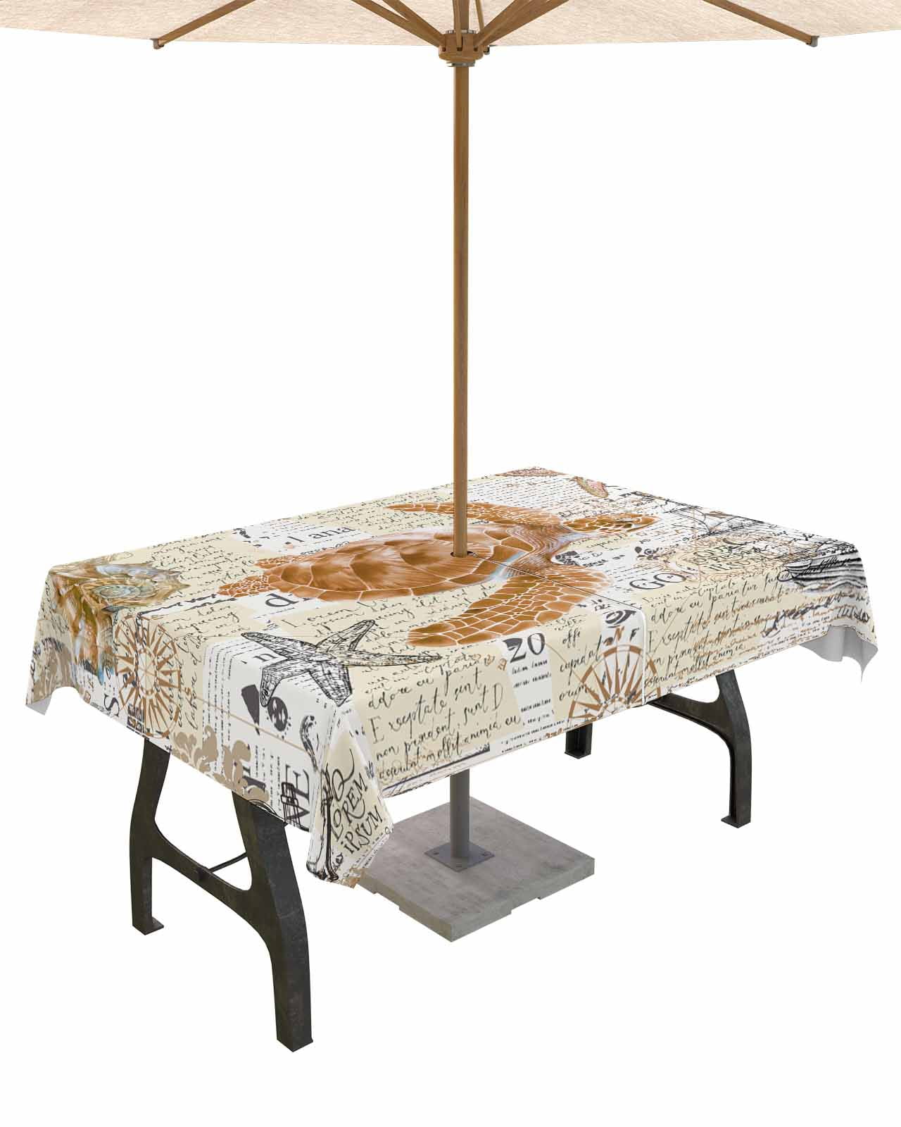 Outdoor Tablecloth with Umbrella Hole for Patio/Picnic/Party/Camping ...