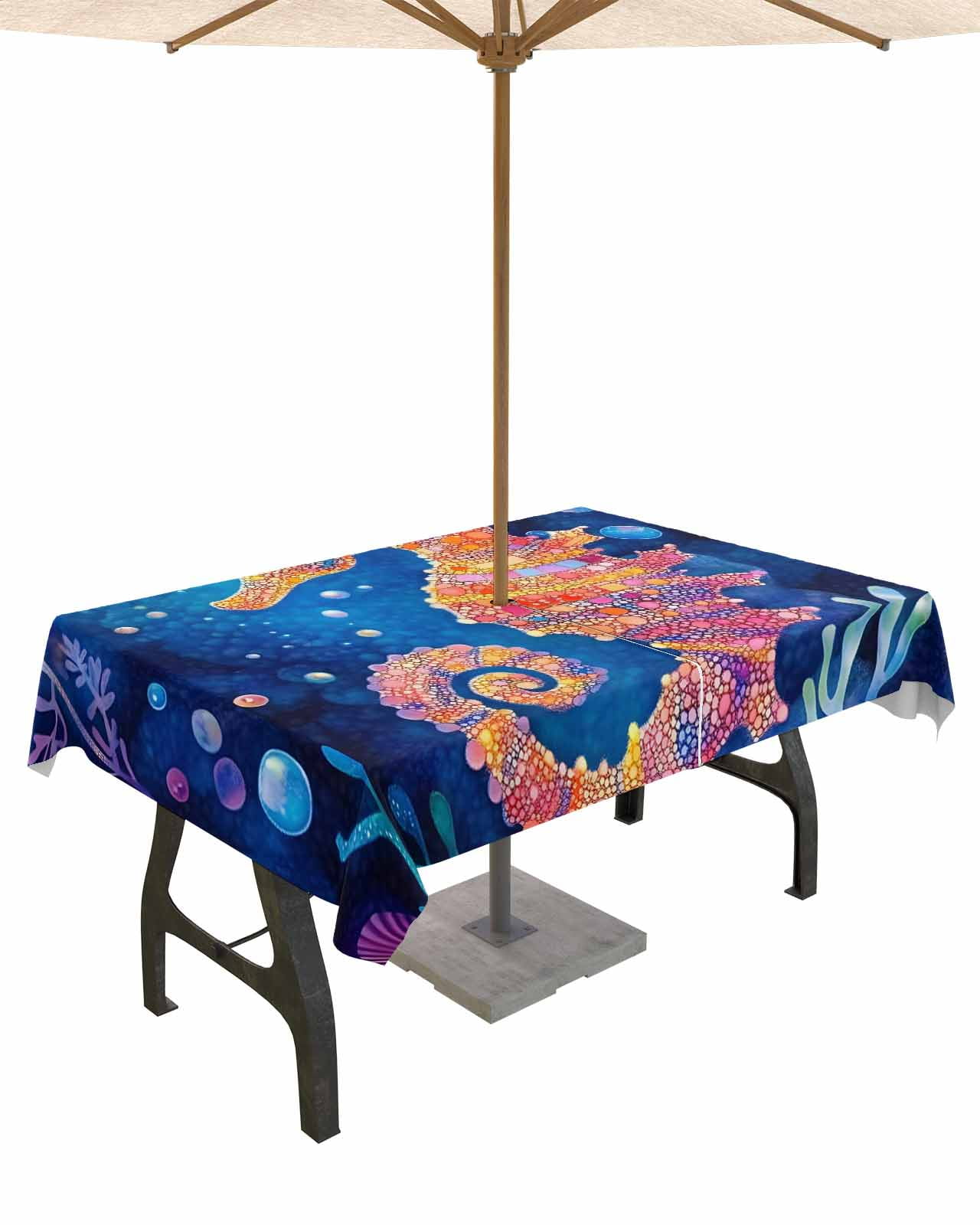 Outdoor Tablecloth with Umbrella Hole for Patio/Picnic/Party/Camping ...