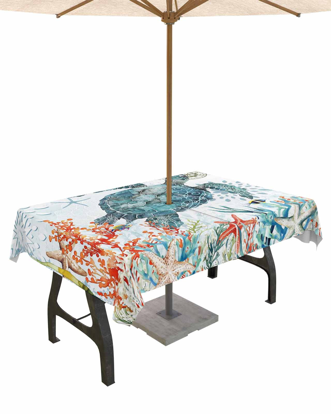 Outdoor Tablecloth with Umbrella Hole for Patio/Picnic/Party/Camping ...