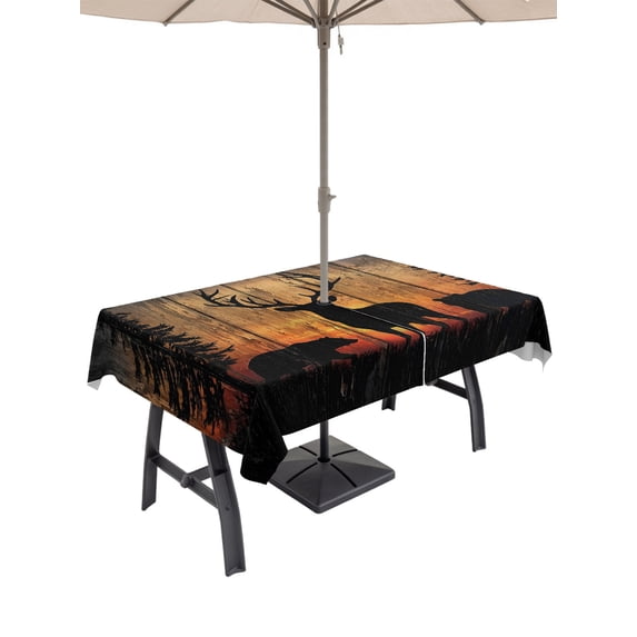 Outdoor Tablecloth with Umbrella Hole for Patio/Picnic/Party/Camping ...