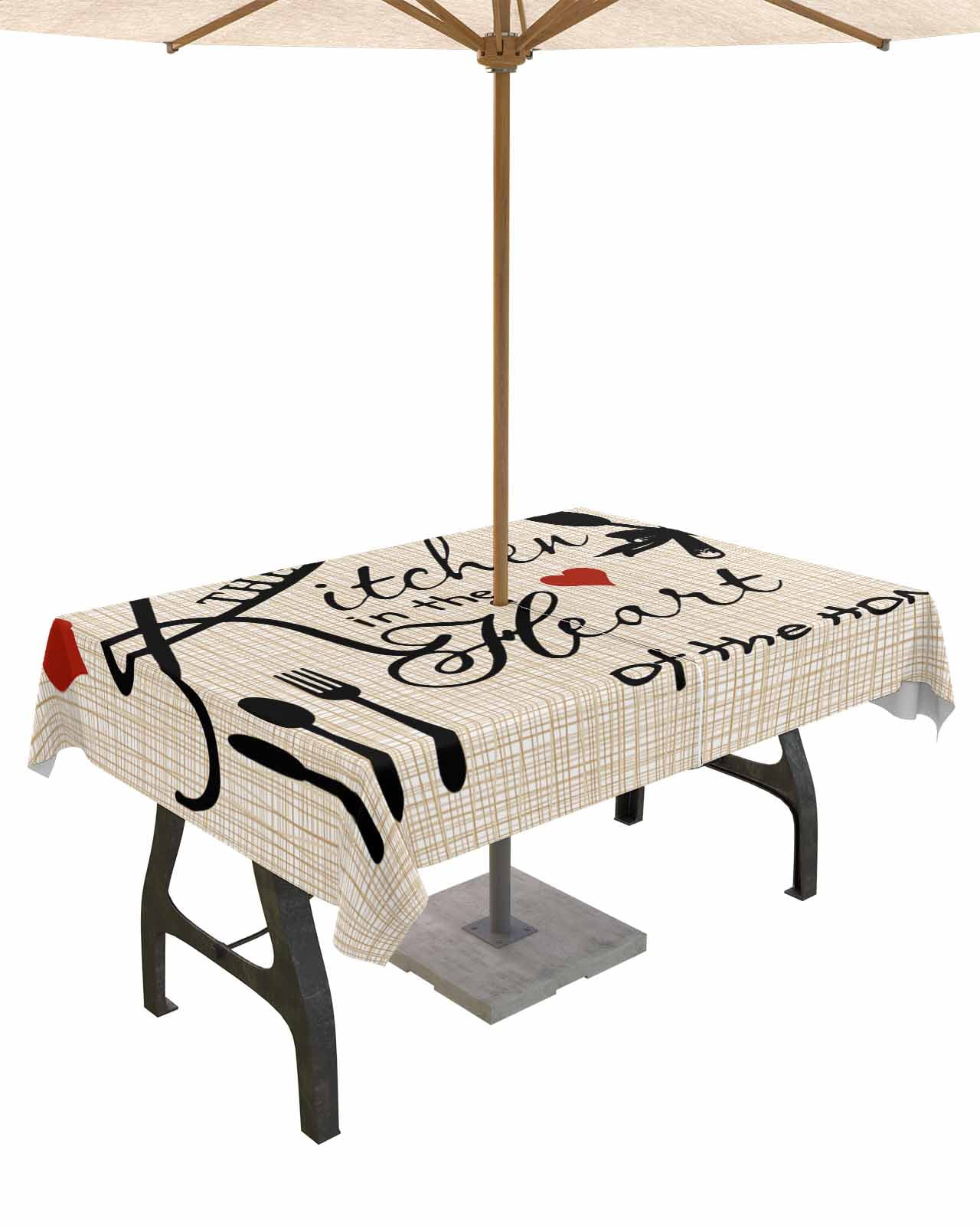 Outdoor Tablecloth with Umbrella Hole for Patio/Picnic/Party/Camping ...