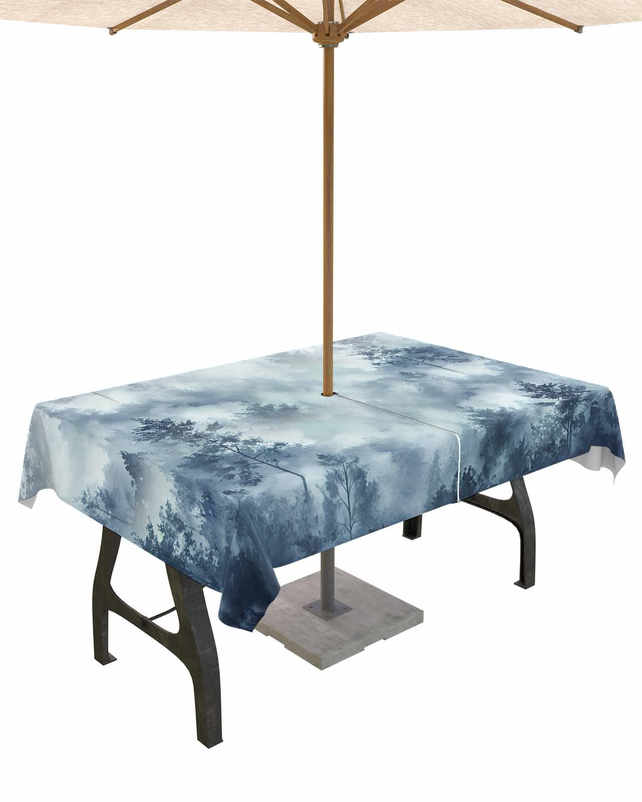 Outdoor Tablecloth with Umbrella Hole for Patio/Picnic/Party/Camping ...