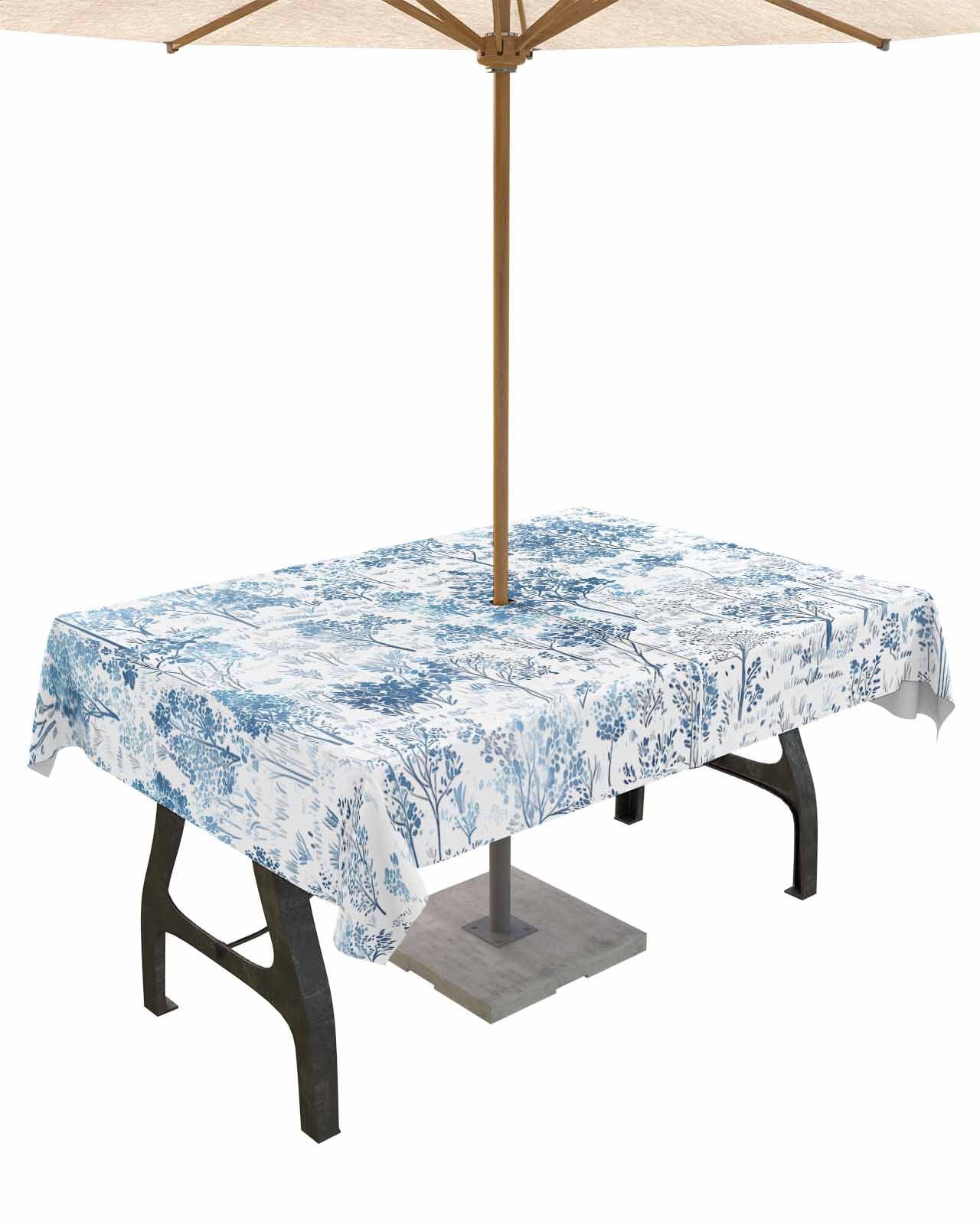 Outdoor Tablecloth with Umbrella Hole for Patio/Picnic/Party/Camping ...