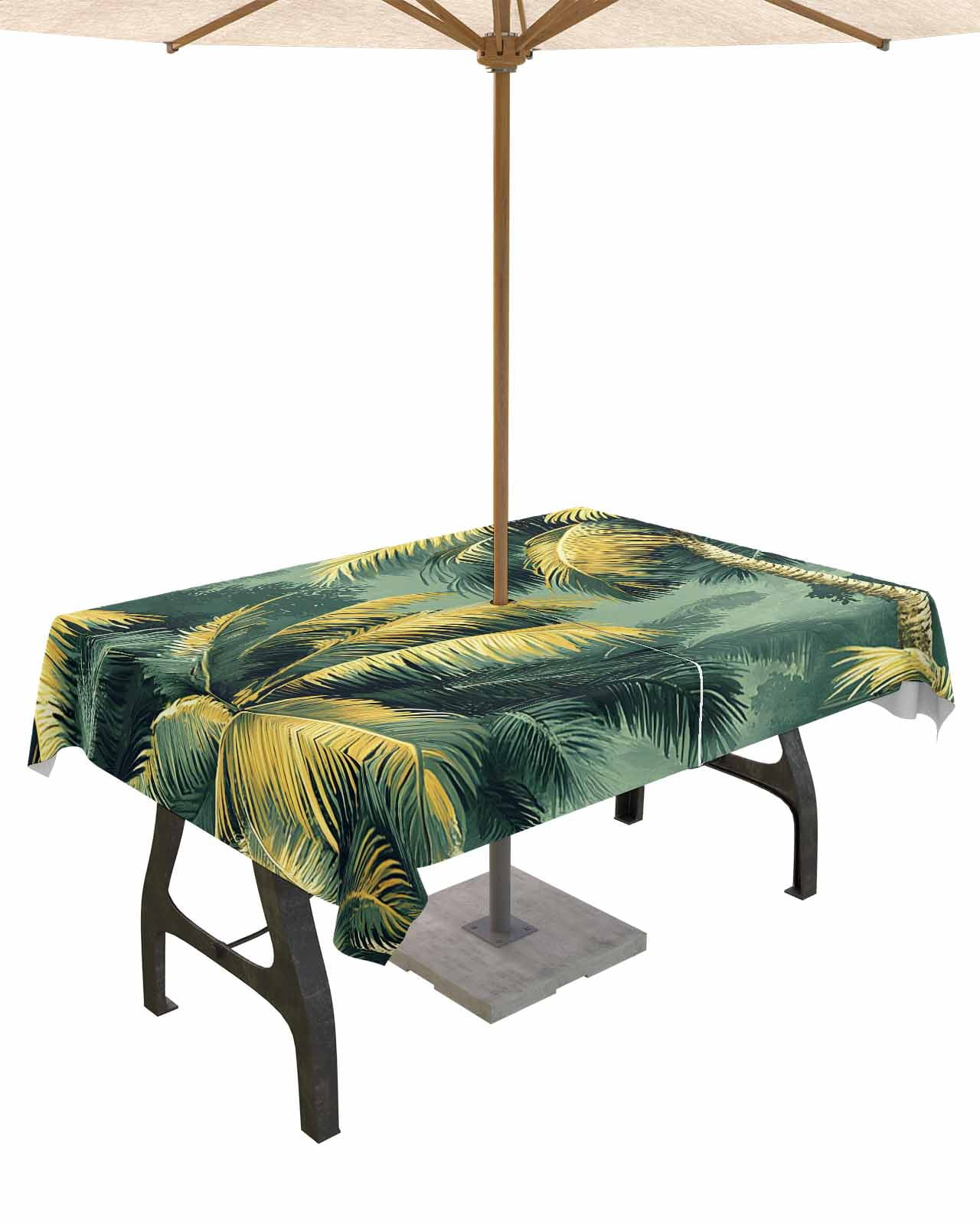 Outdoor Tablecloth with Umbrella Hole for Patio/Picnic/Party/Camping ...