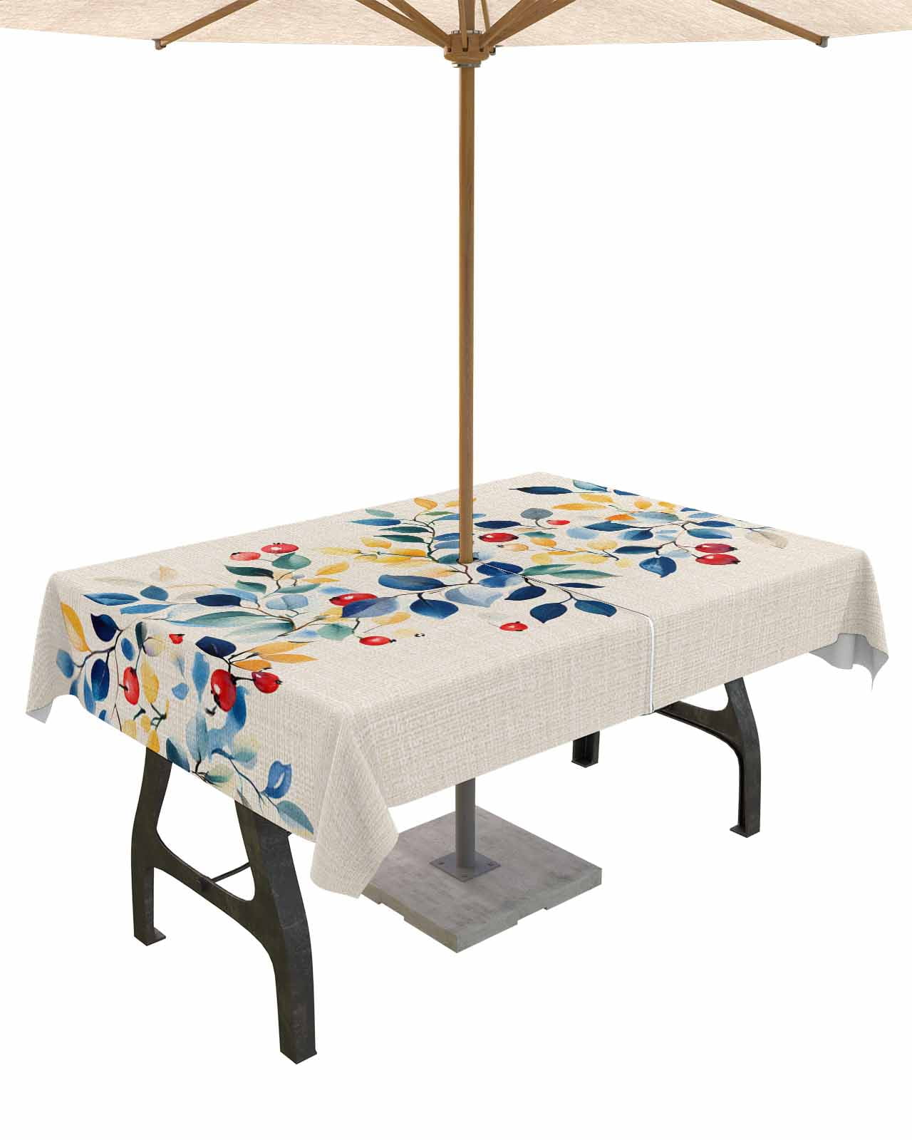 Outdoor Tablecloth with Umbrella Hole for Patio/Picnic/Party/Camping ...