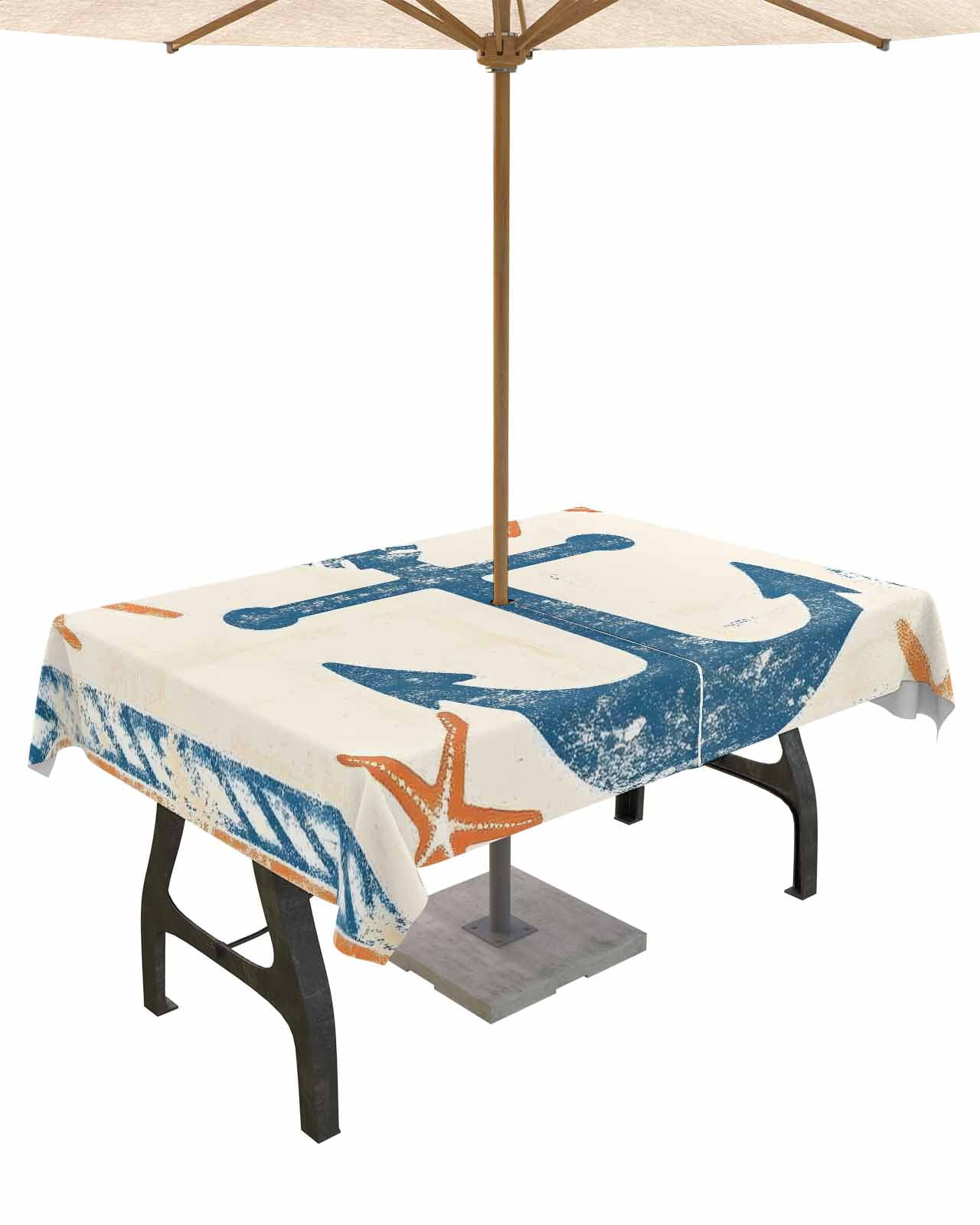Outdoor Tablecloth with Umbrella Hole for Patio/Picnic/Party/Camping ...