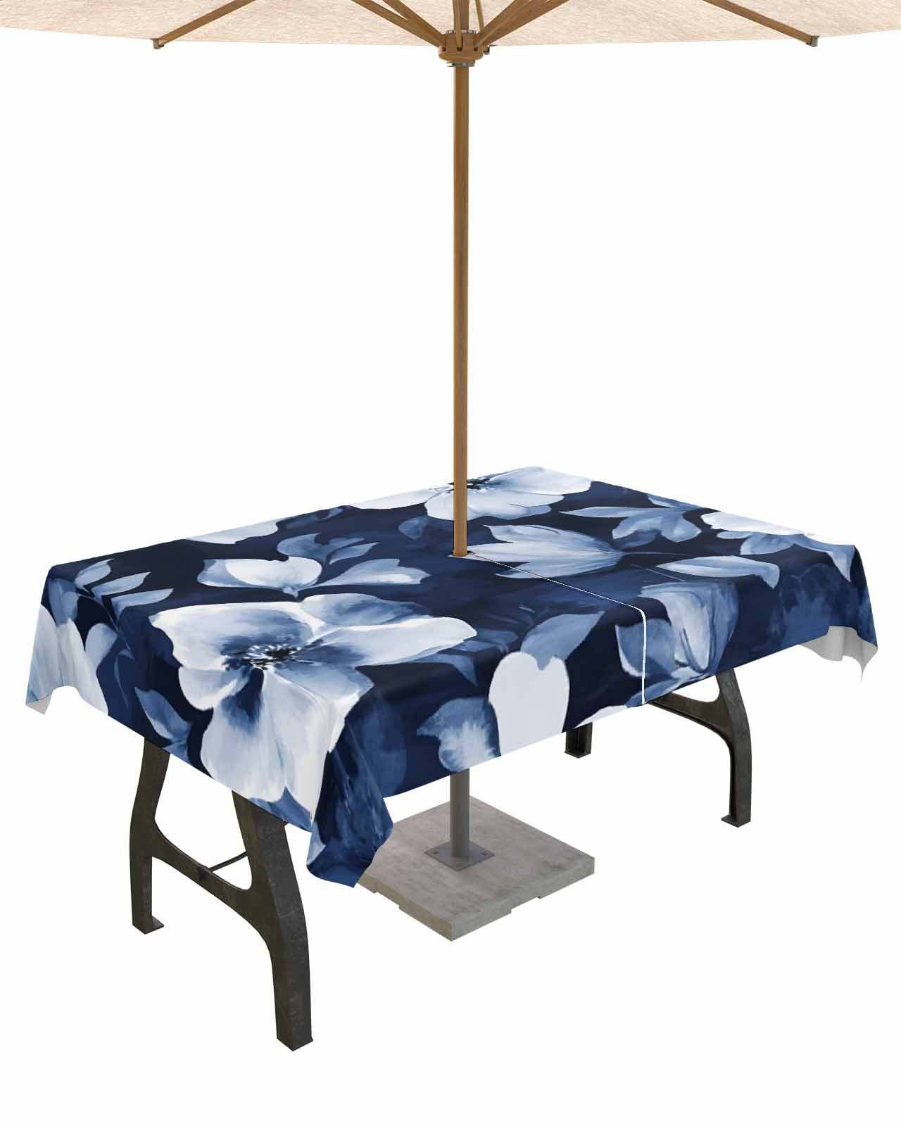 Outdoor Tablecloth with Umbrella Hole for Patio/Picnic/Party/Camping ...