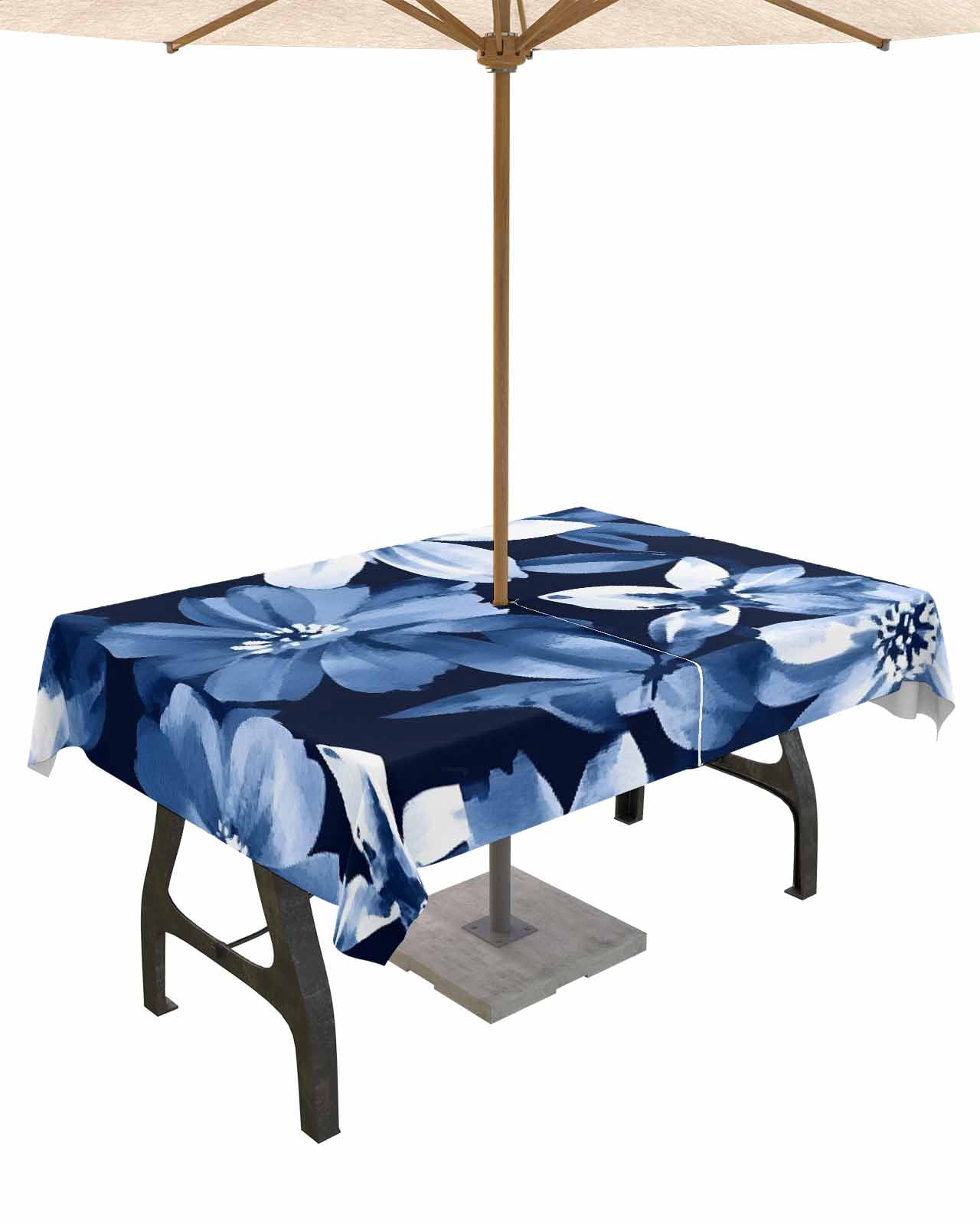 Outdoor Tablecloth with Umbrella Hole for Patio/Picnic/Party/Camping ...