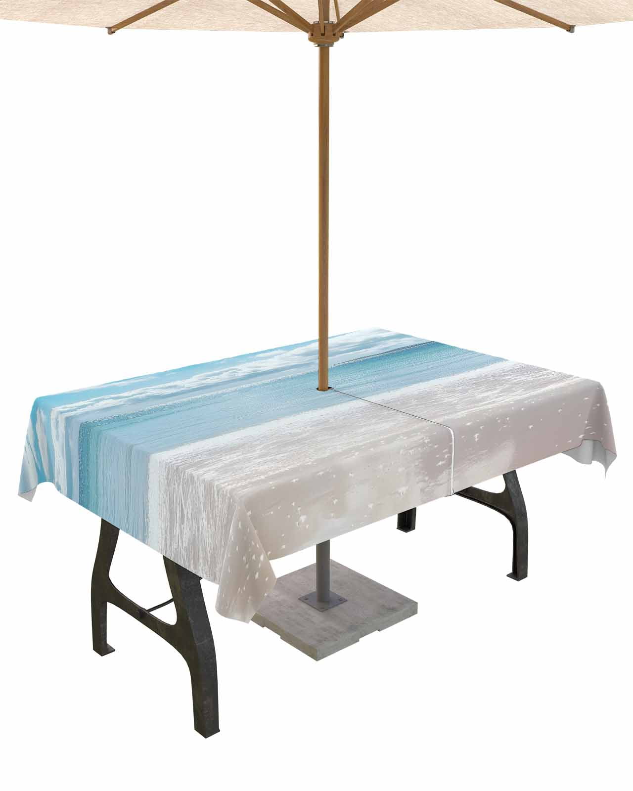 Outdoor Tablecloth with Umbrella Hole for Patio/Picnic/Party/Camping ...