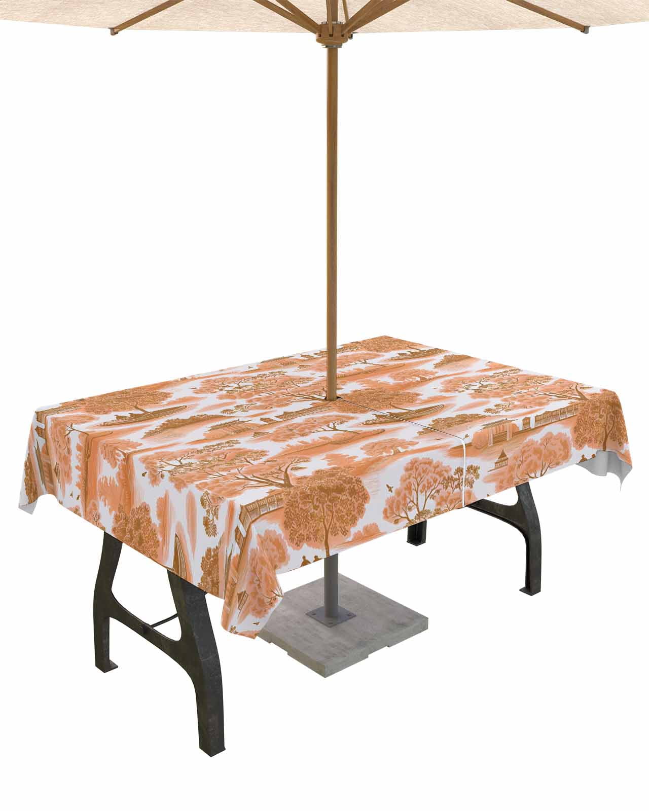 Outdoor Tablecloth with Umbrella Hole for Patio/Picnic/Party/Camping ...