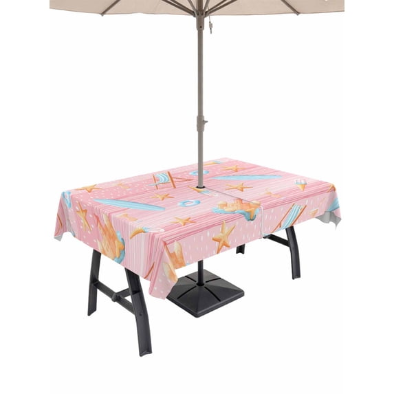Outdoor Tablecloth with Umbrella Hole for Patio/Picnic/Party/Camping ...