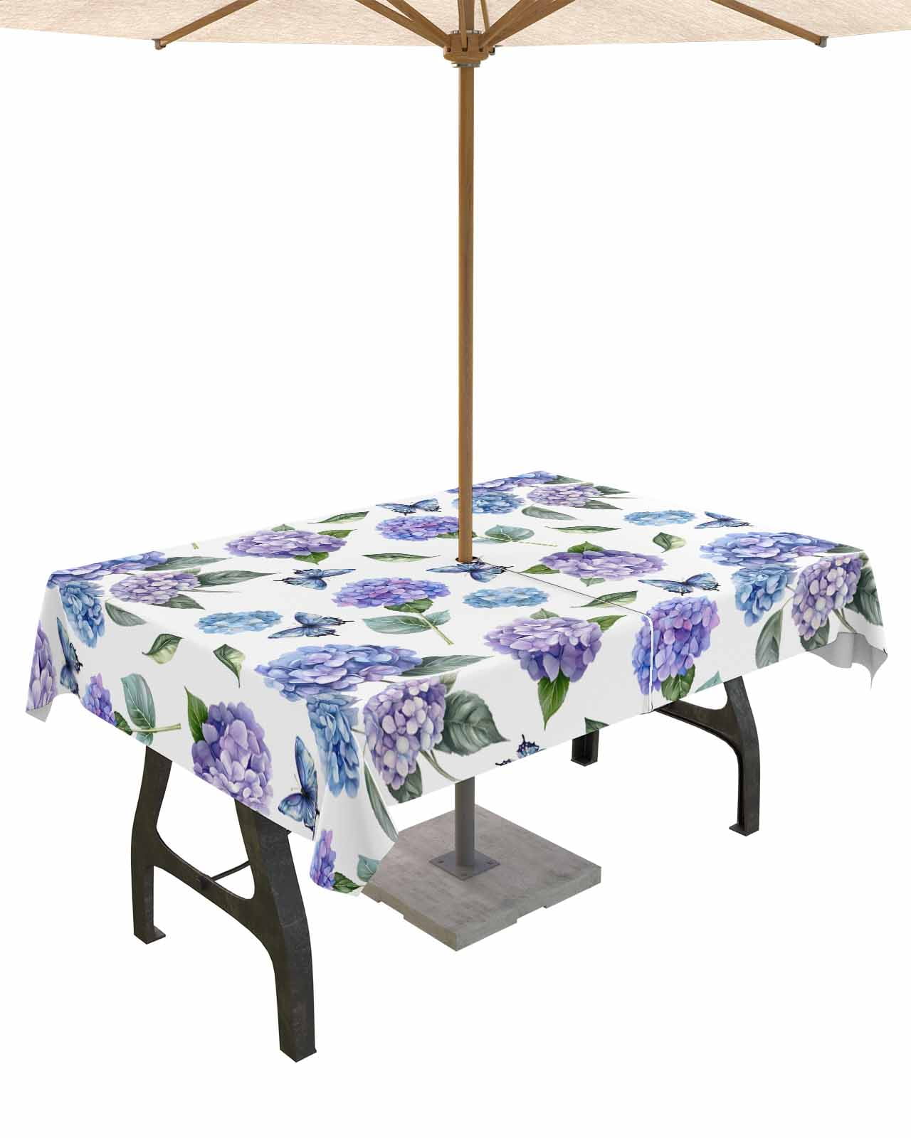 Outdoor Tablecloth with Umbrella Hole for Patio/Picnic/Party/Camping ...