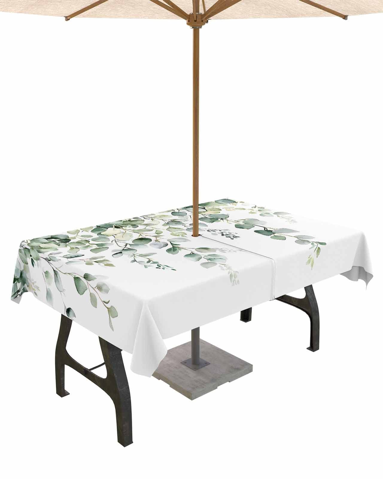 Outdoor Tablecloth with Umbrella Hole for Patio/Picnic/Party/Camping ...