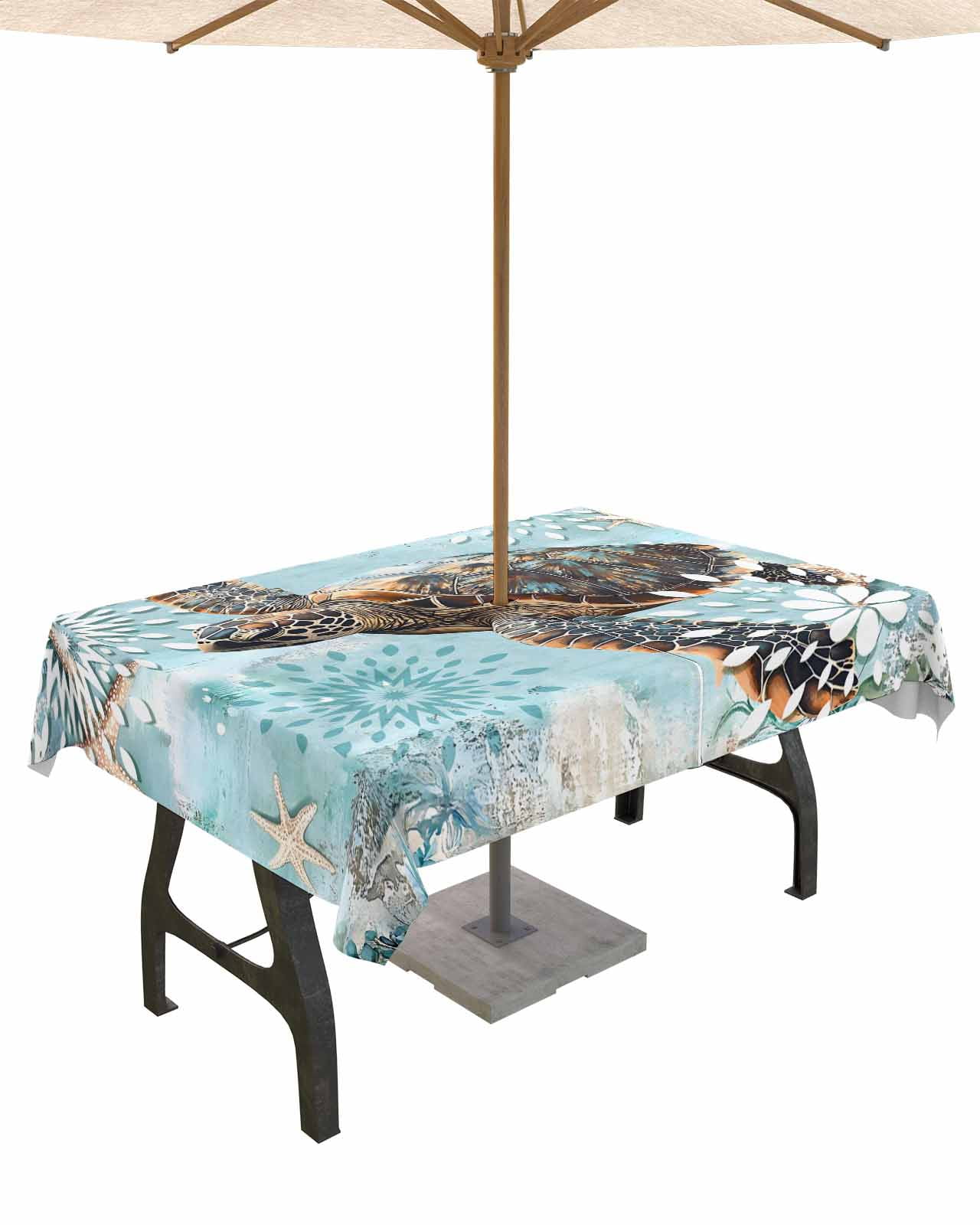 Outdoor Tablecloth with Umbrella Hole for Patio/Picnic/Party/Camping ...