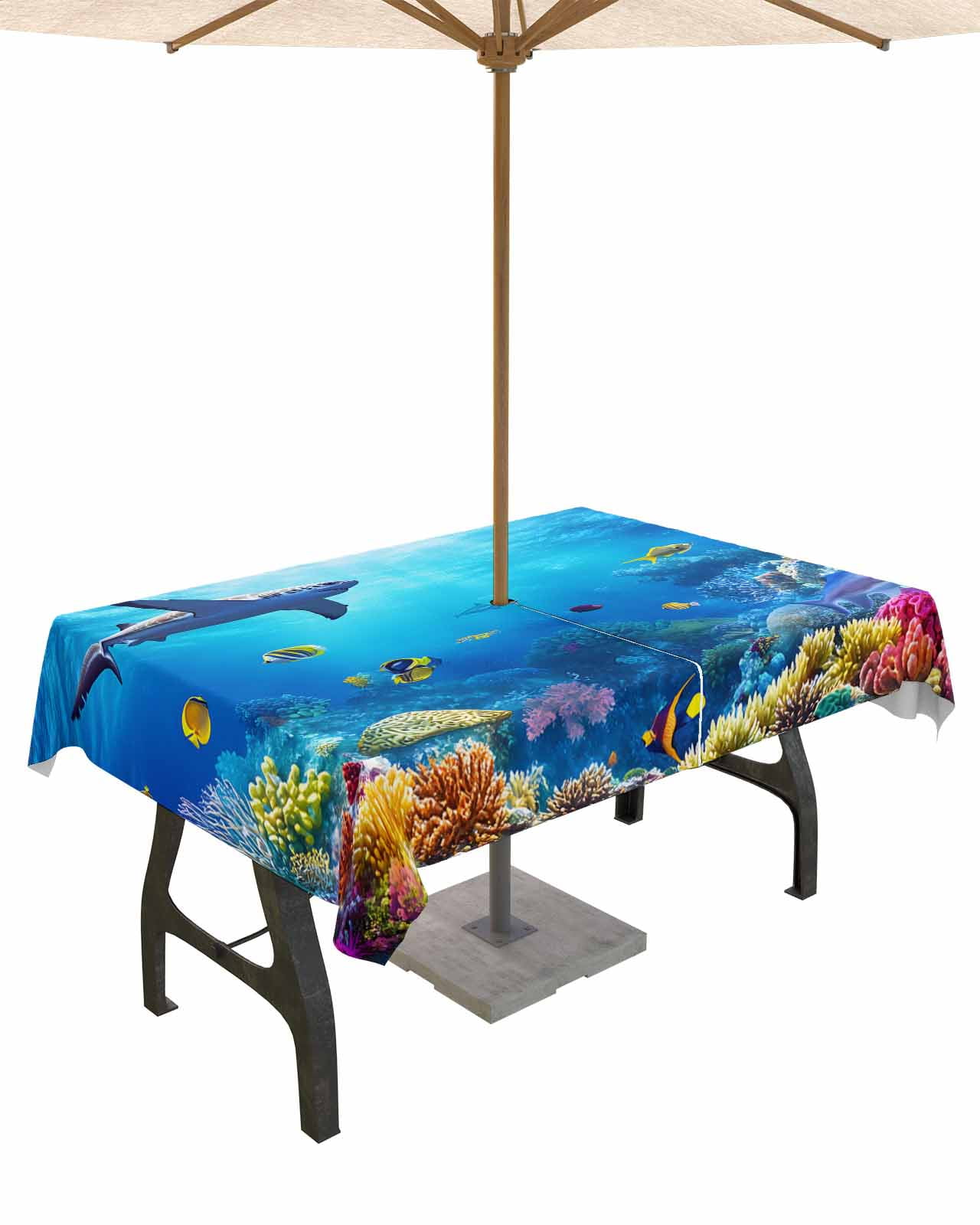 Outdoor Tablecloth with Umbrella Hole for Patio/Picnic/Party/Camping ...