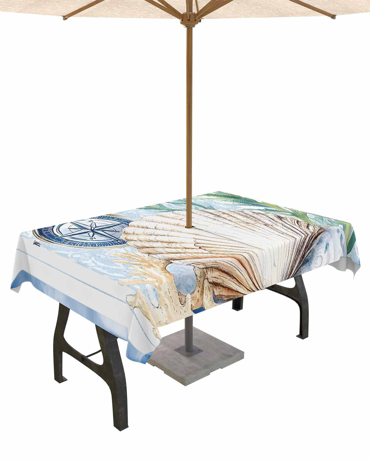 Outdoor Tablecloth with Umbrella Hole for Patio/Picnic/Party/Camping ...